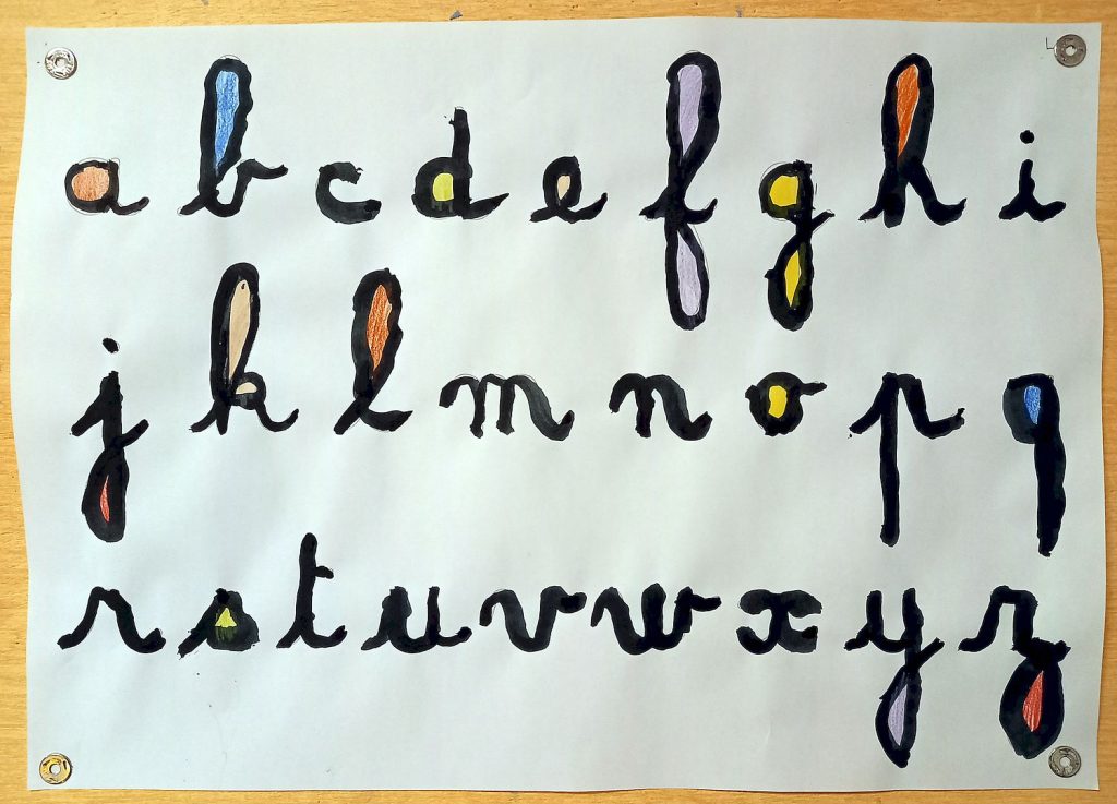 Maternelle GS - Alphabet cursif et arts visuels ~ La Classe des gnomes