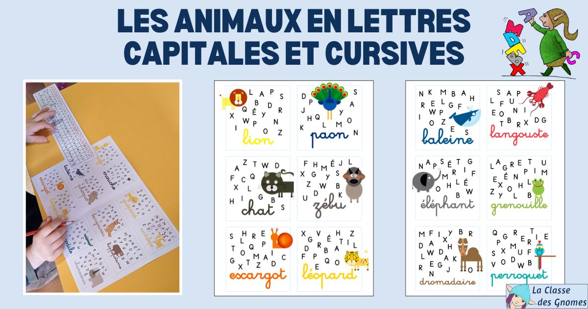 Maternelle GS - Les animaux en lettres capitales et cursives ~ La ...