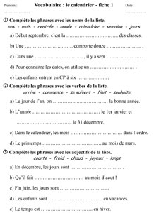 CE1 - Vocabulaire - lexique du temps qui passe ~ La Classe des gnomes